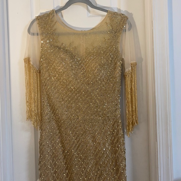 LARA | Dresses | Lara Designs Gold Beaded Heavy Gown | Poshmark